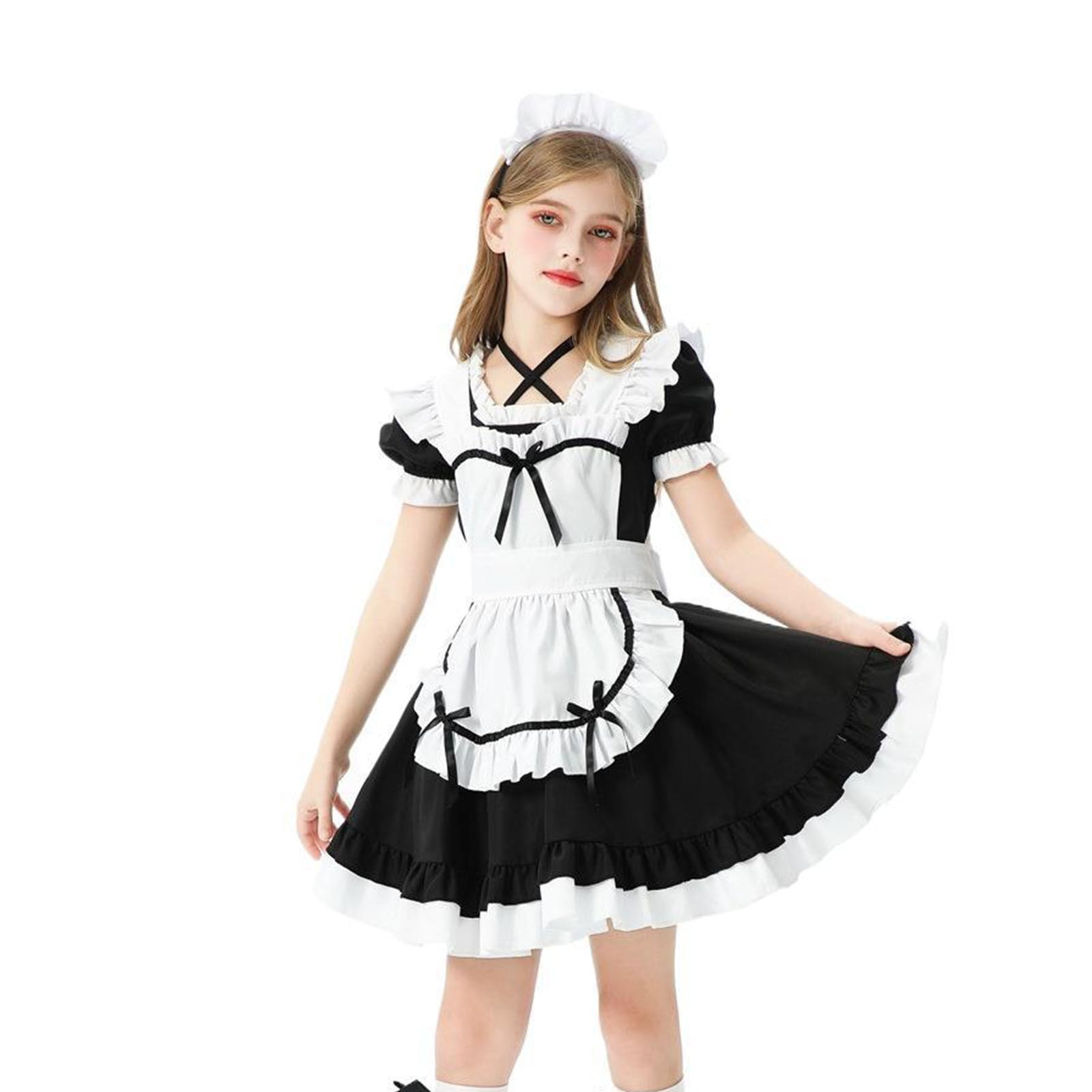 Zwiiyzr 2-11Y Girls Maid Dress Floral Colonial Prairie Clothes for ...