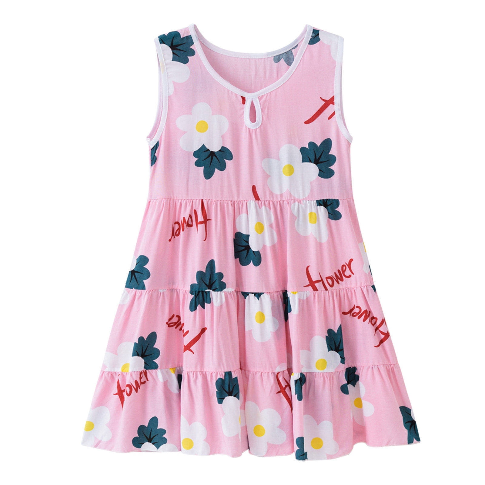 Zwiiyzr 2-6T Toddler Baby Girls Floral Boho Dress Summer Ruffle Hem ...