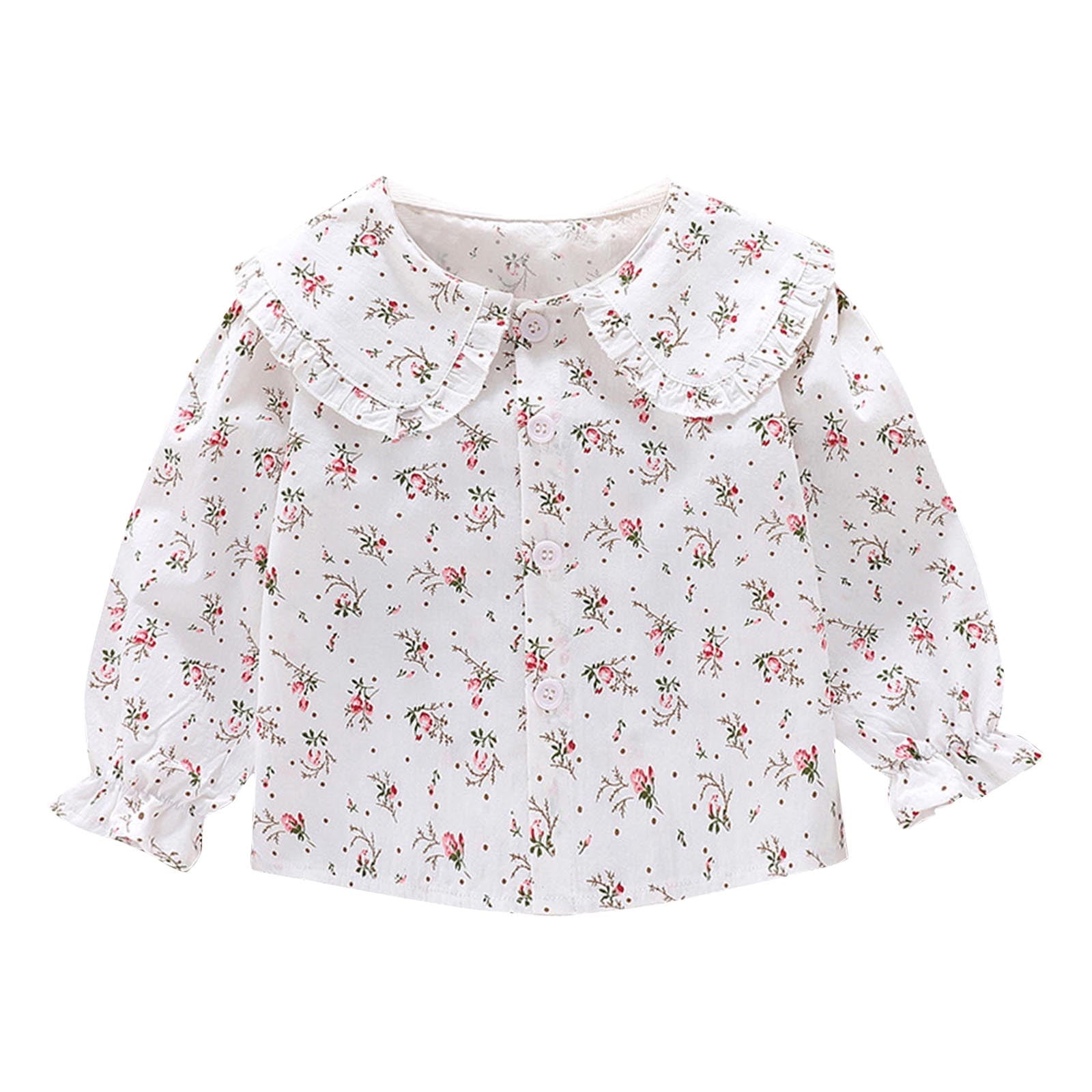 Zwiiyzr 3-10Y Kids Toddler Girls Collar Button Down Shirt Long Sleeve ...