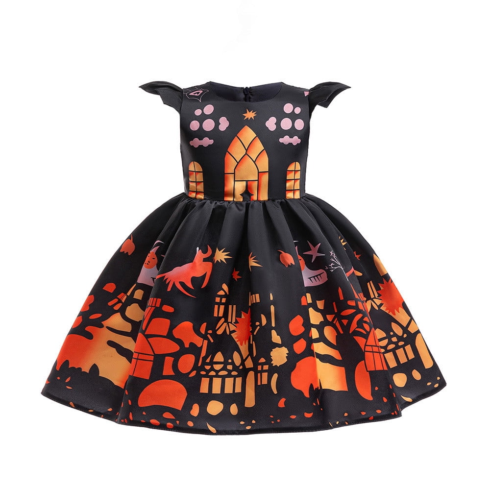 Zwiiyzr 2025 3-8Y Girls Halloween Childrens Dress with Flying Sleeves ...