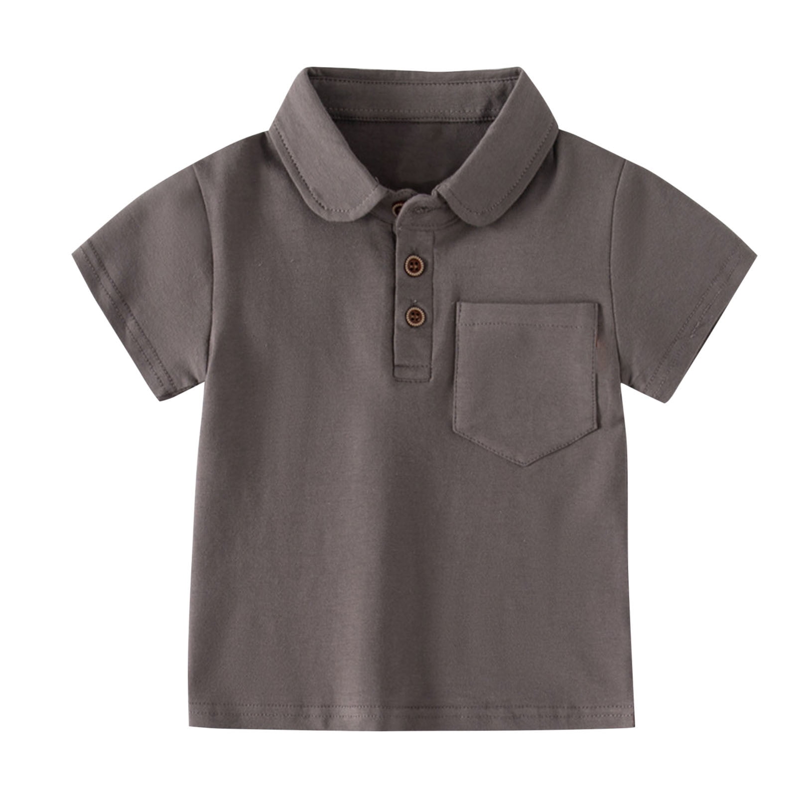 Zwiiyzr 2025 3-8Y Toddler Baby Boys' Short Sleeve Solid Color Collared ...