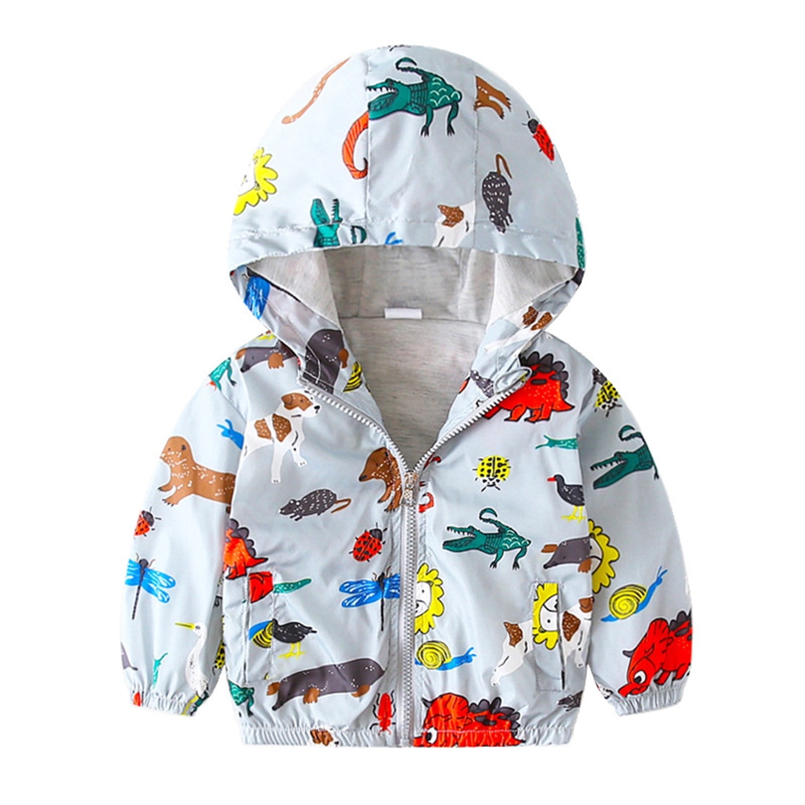 Zwiiyzr 3-8Y Toddler Boys Dinosaur Cartoon Jackets Spring Zip Up Kids ...