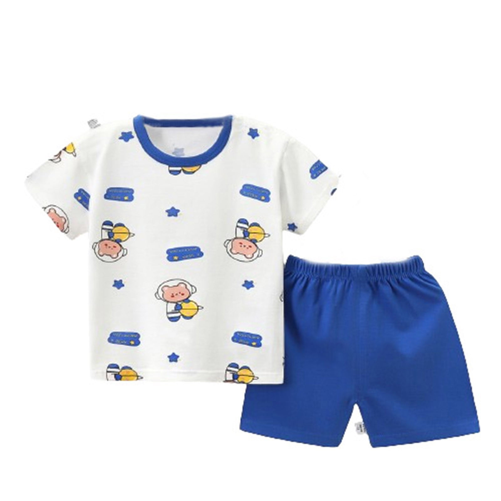Zwiiyzr 3M-6Y Summer Toddler Baby Clothes Set Boy Cute Printed Round ...
