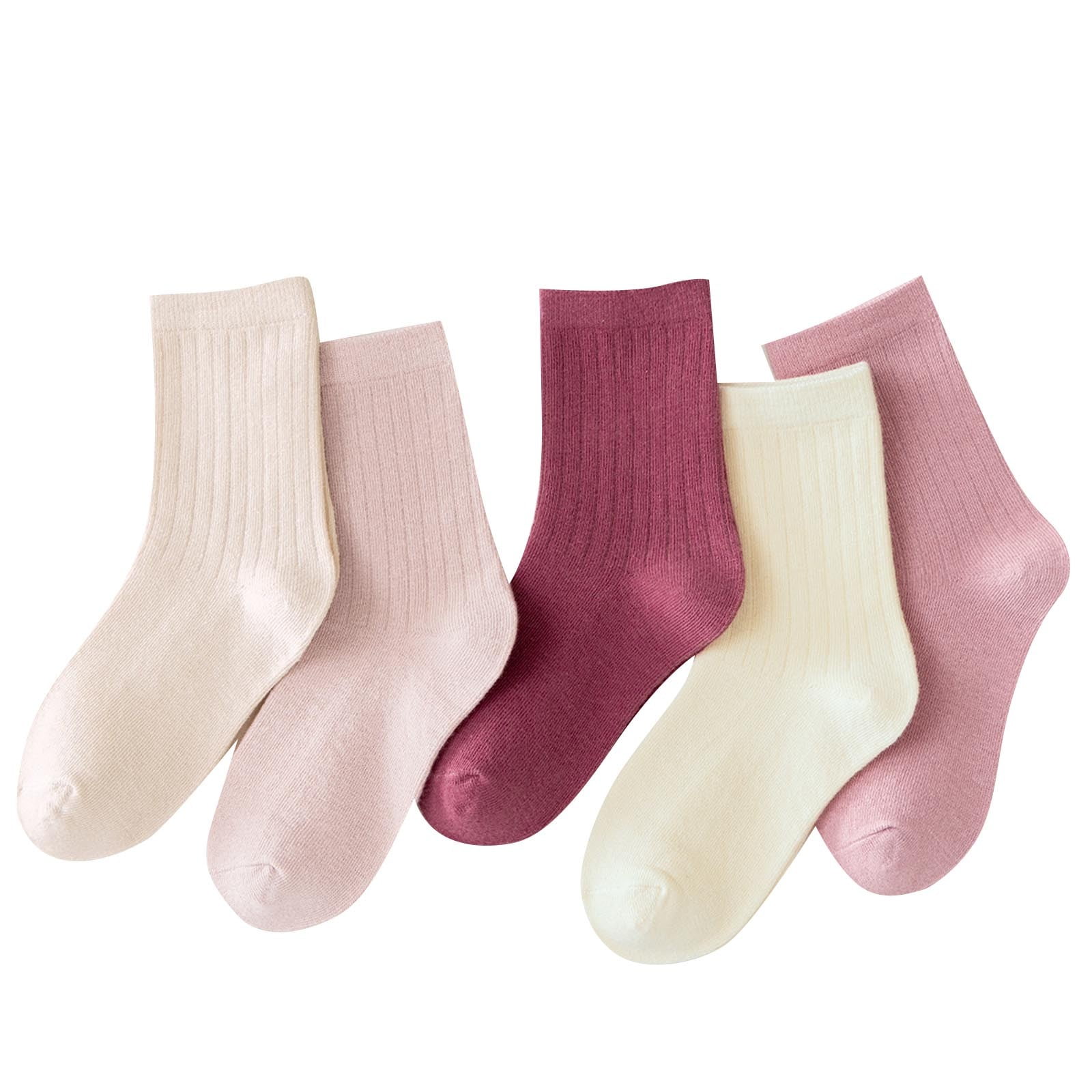Zwiiyzr 5 Pack Kids Solid Color Cotton Socks for Boys and Girls Crew ...