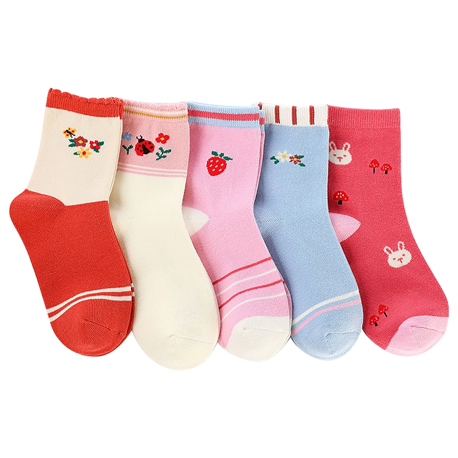 Zwiiyzr 5 Pairs Kids Boys Girls Socks Cute Print 3-15 Years Children ...
