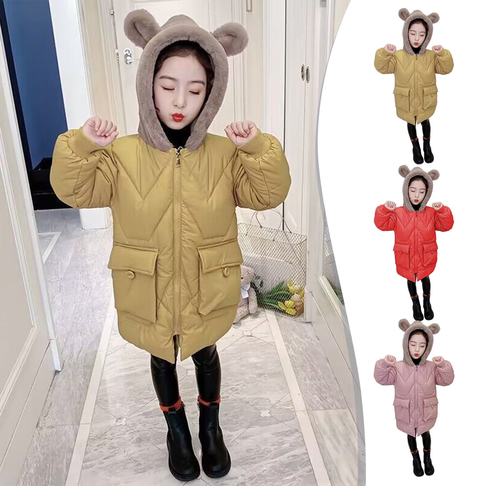 Zwiiyzr 6-16Y Girls's Winter Coat Quilted Jacket Waterproof Fleece ...