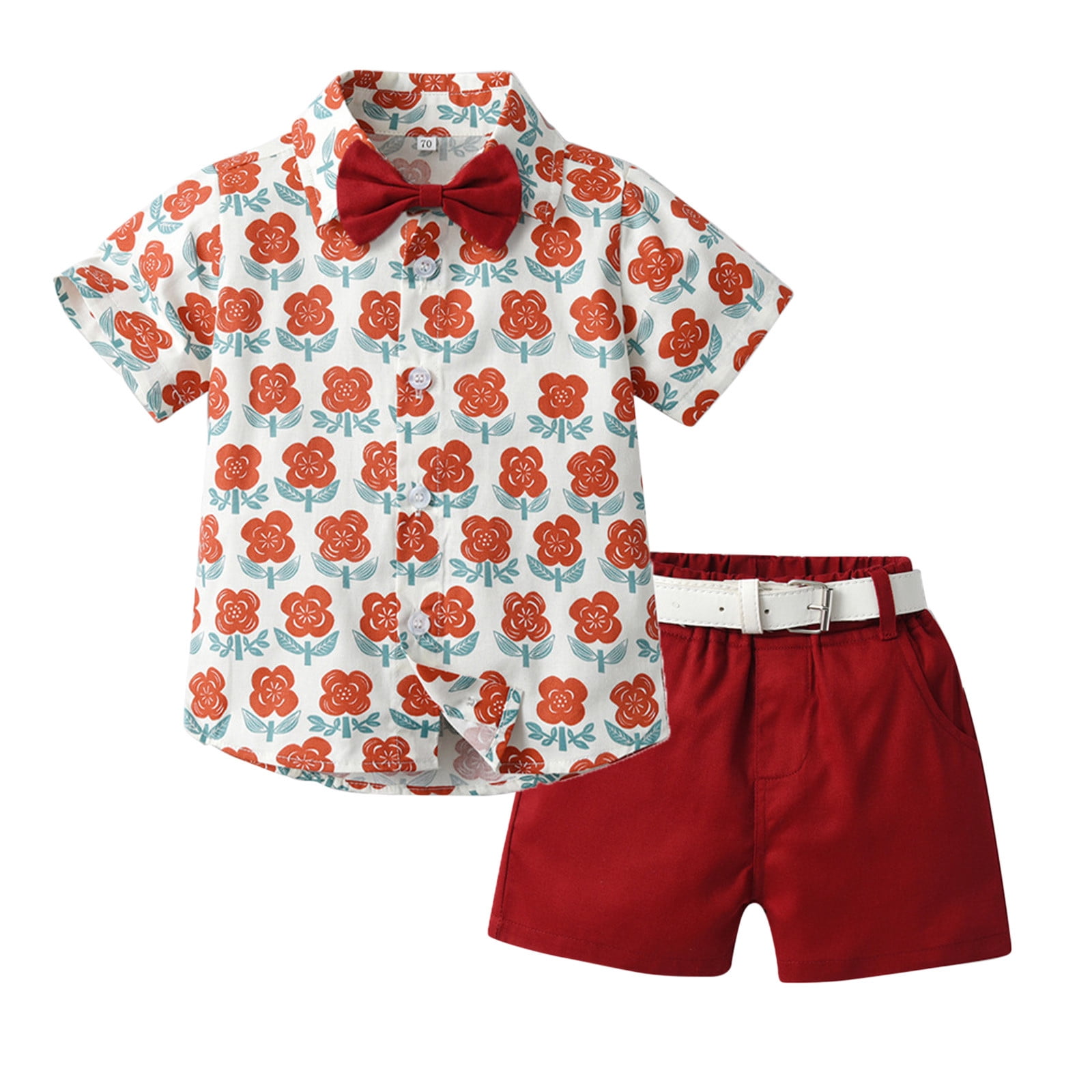 Zwiiyzr 6M-6Y Baby Boys Formal Suit Set Summer Clothes 2 Pieces Short Sleeve Button Down Shirts ...