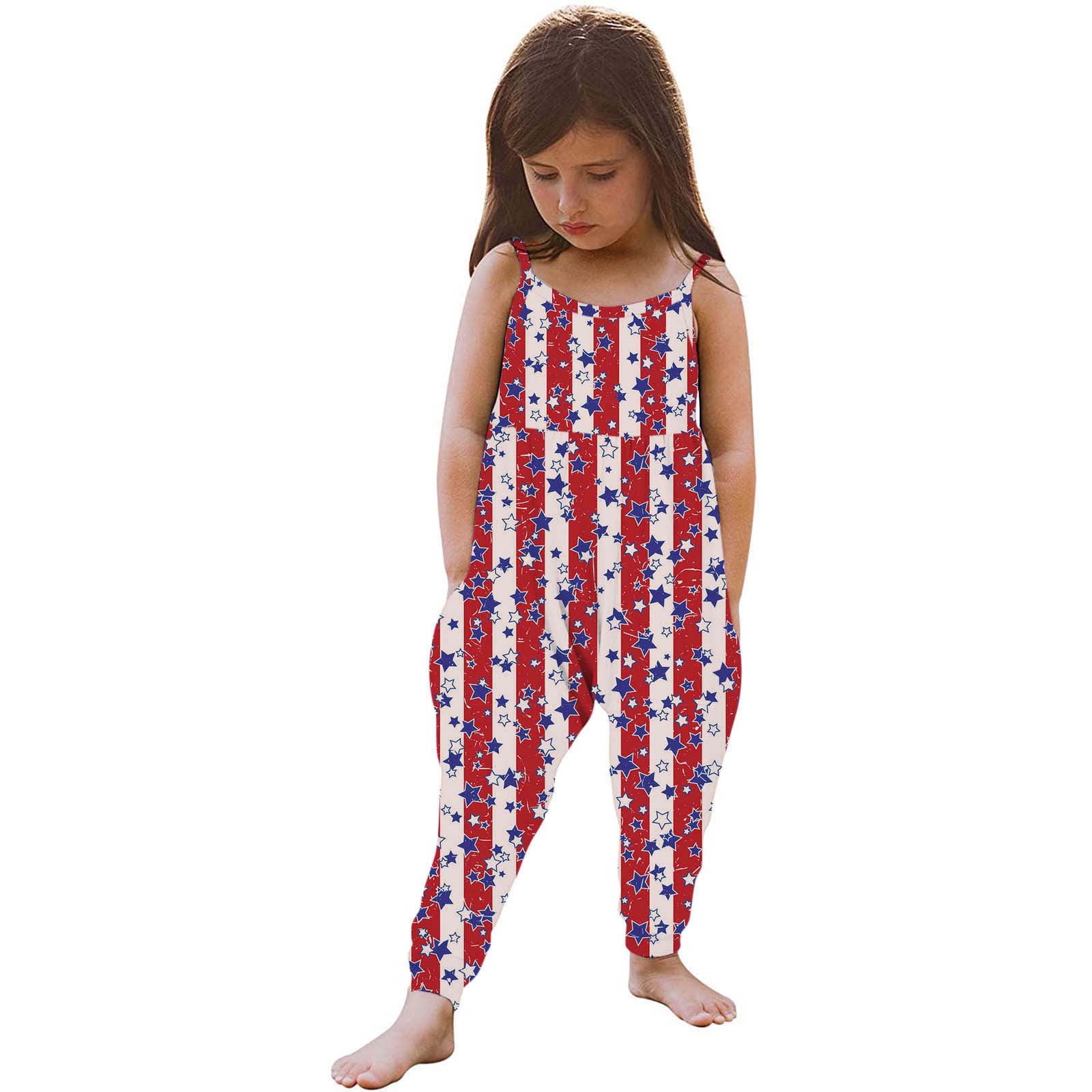 Zwiiyzr 2024 Baby Boys Girls Independence Day Clothes Children Summer ...