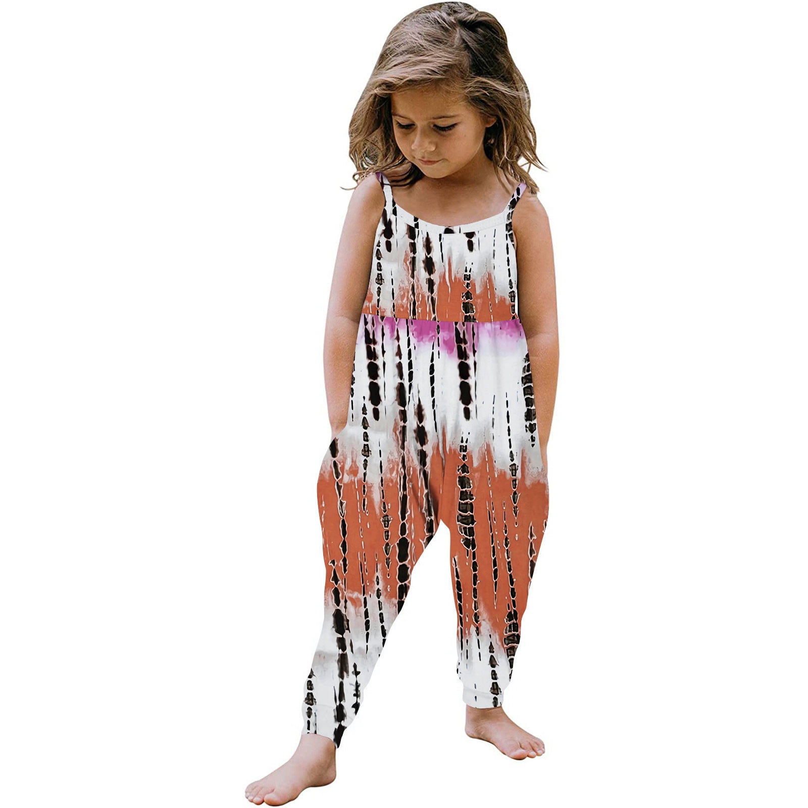 Zwiiyzr 2024 Baby Cute Summer Jumpsuits for Girls Kids Backless Strap ...