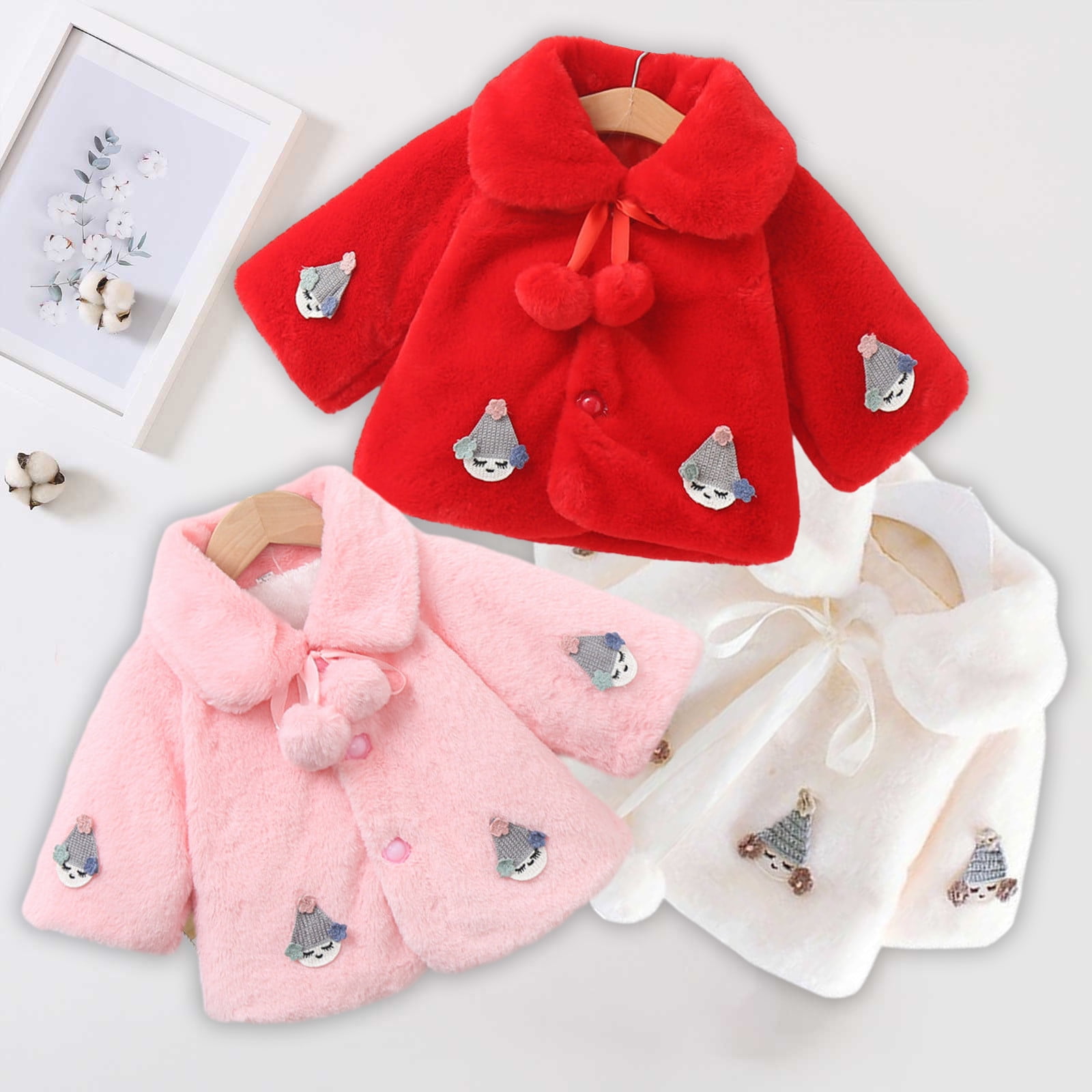 Zwiiyzr 2025 Baby Girl Winter Faux Fur Coat Fuzzy Cute Warm Cape Jacket ...