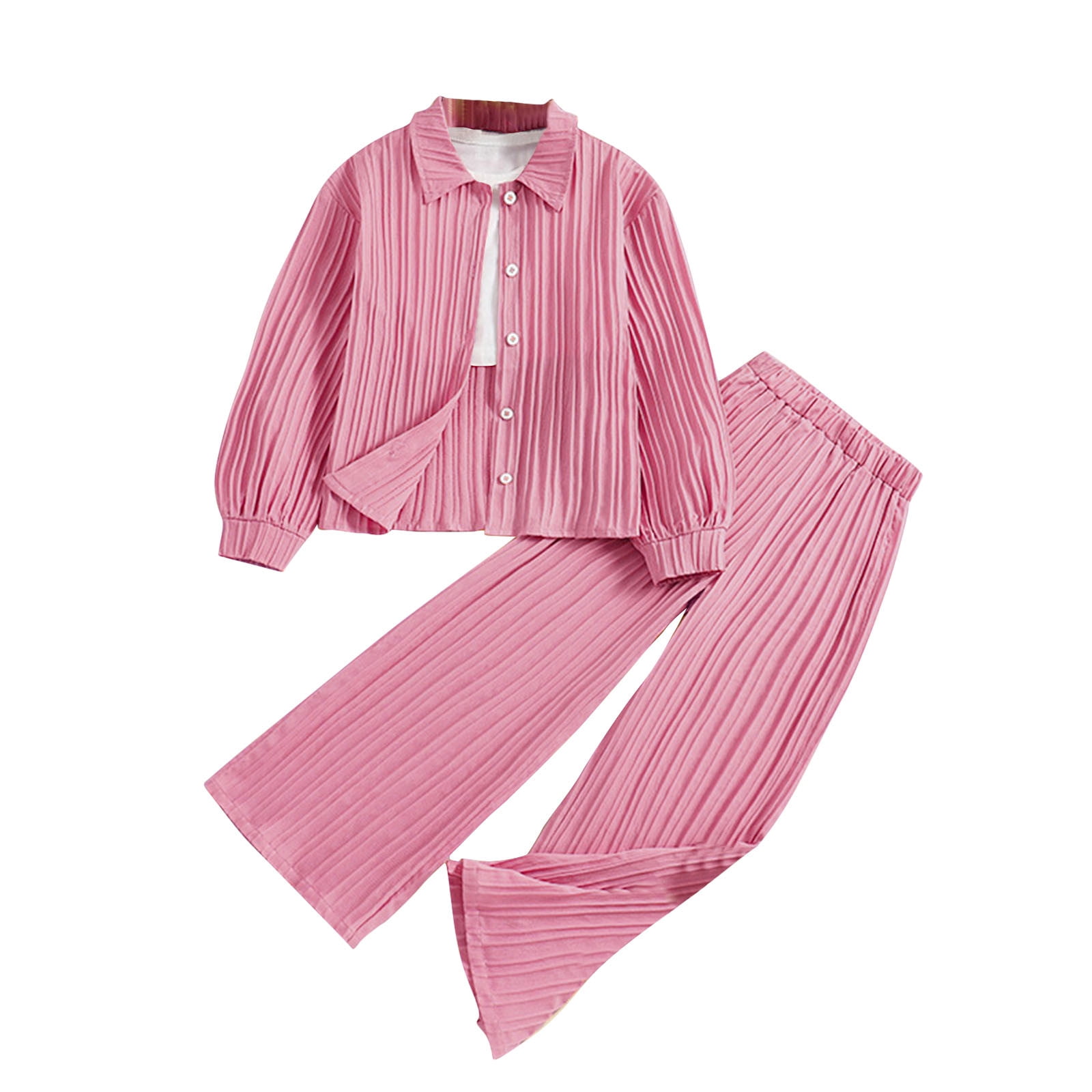 Zwiiyzr 2025 Girls 2 Piece Summer Outfit Set Kids Outfits Button Down ...