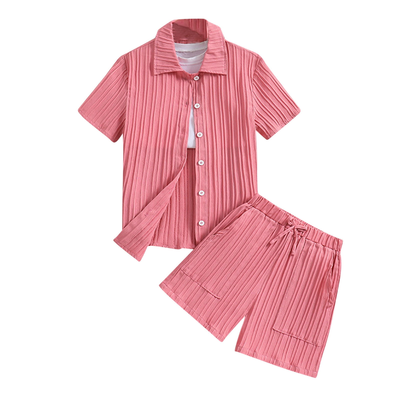 Zwiiyzr 2025 Girls 2 Piece Summer Outfit Set Kids Outfits Button Down ...