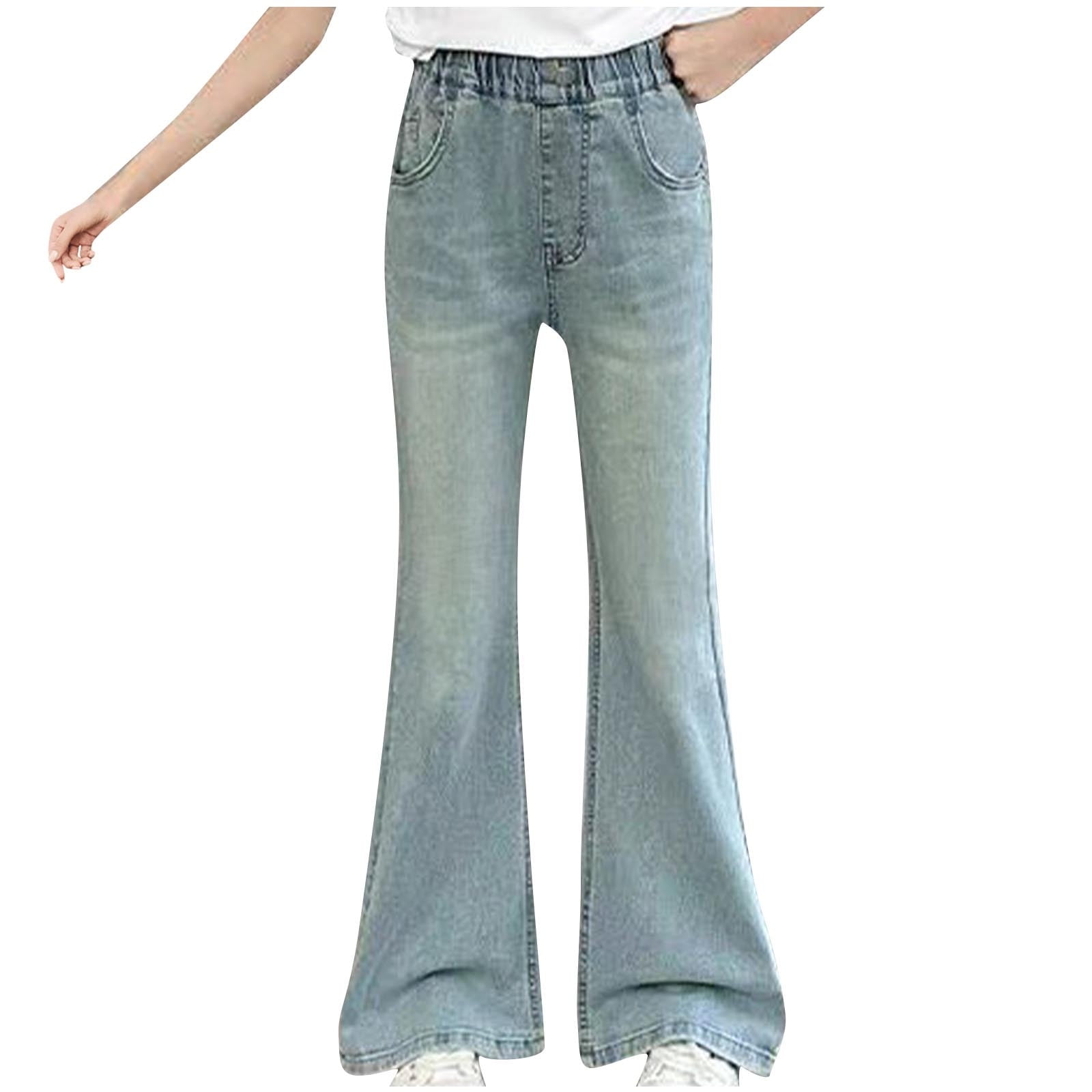 Zwiiyzr Girls Kids Heart Denim Pants Spring Fall Loose Wide Leg Jeans ...