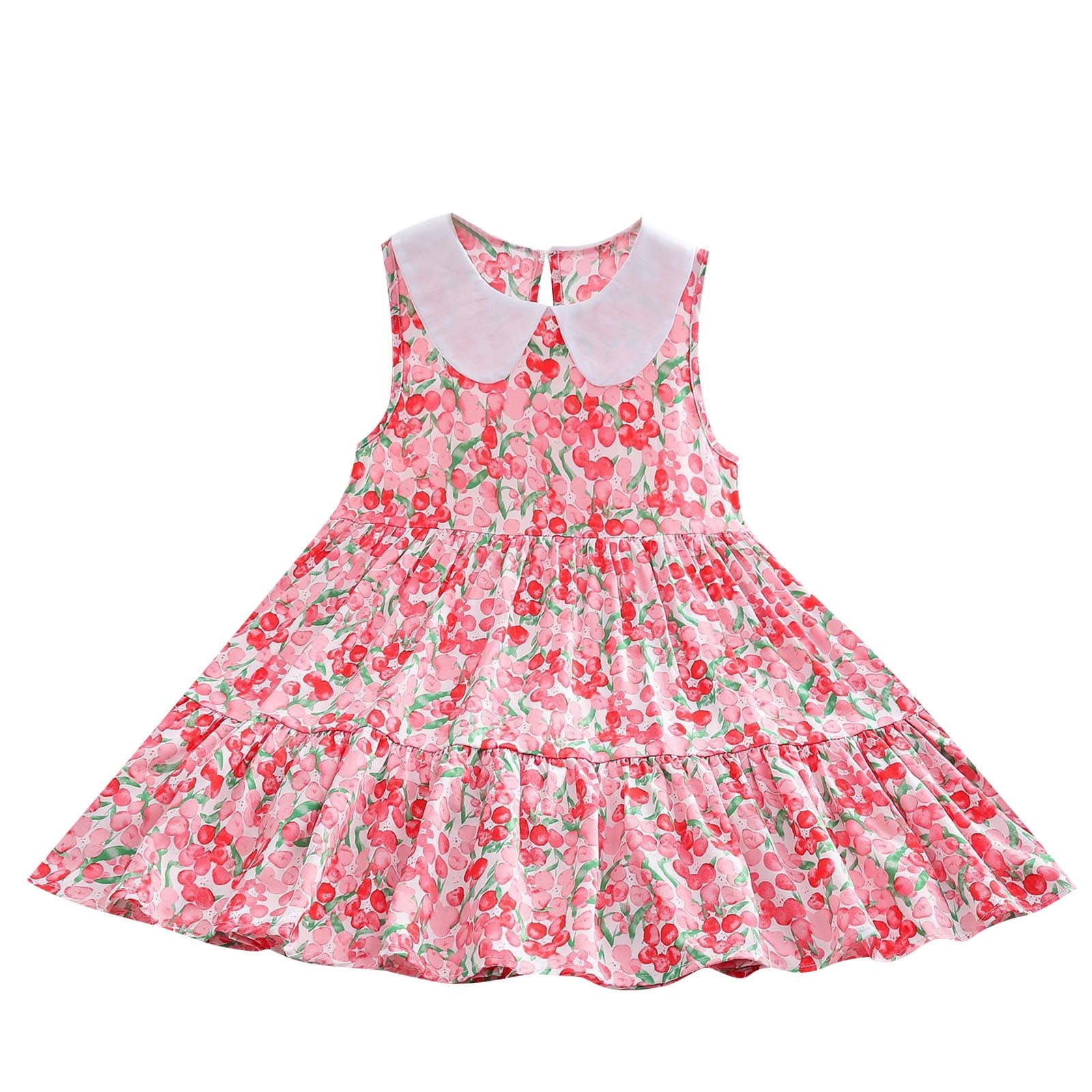 Zwiiyzr 2025 Girls Summer Dress Sleeveless Doll Collar Cotton Thin Kids ...