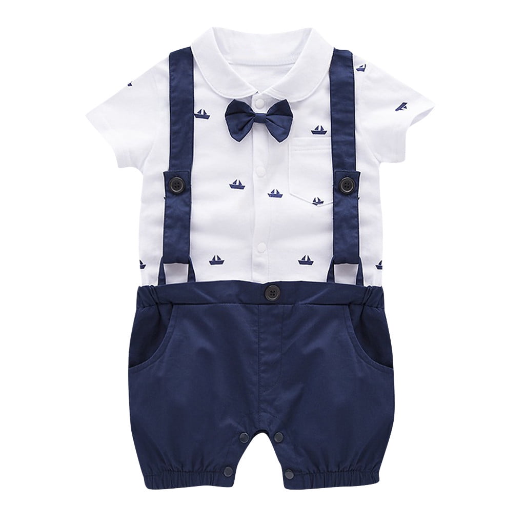 Zwiiyzr Infant Baby Boy Formal Suit Gentleman Bowtie Romper Suspenders ...