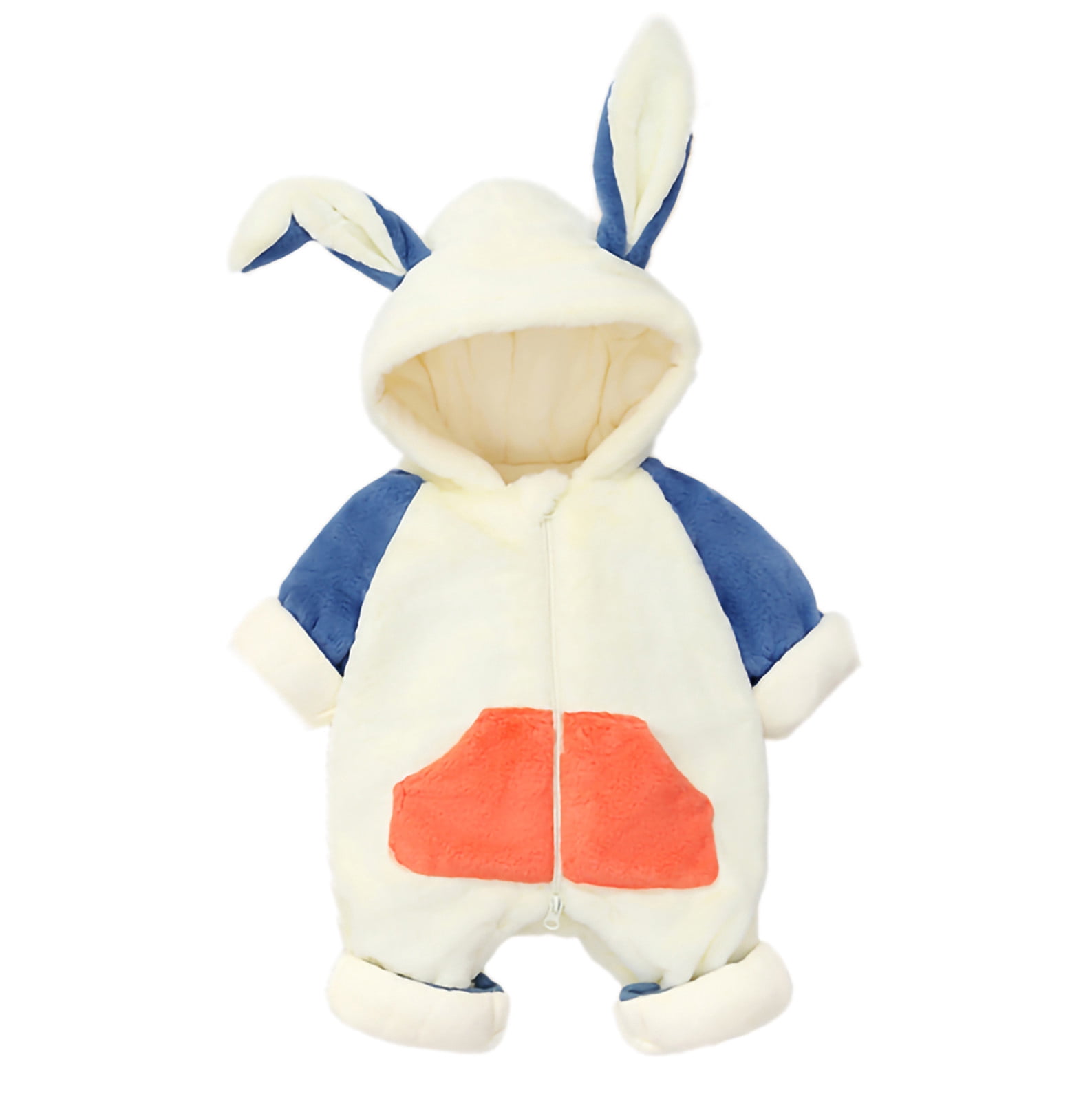 Zwiiyzr Infant Baby Bunny Ear Hooded Outfit Fleece Warm Color Block ...