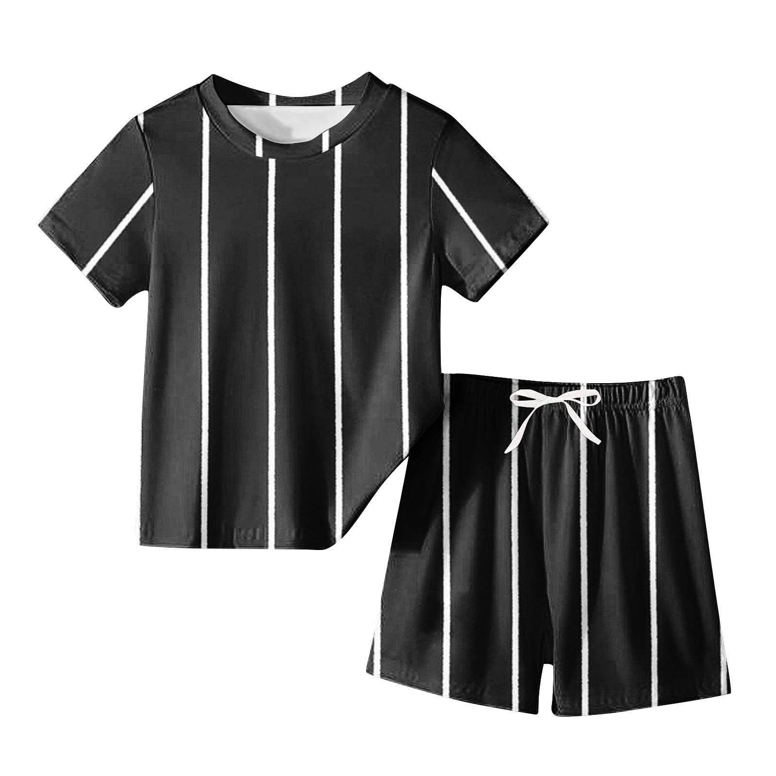 Zwiiyzr Little Kids Boys Girls Unisex Clothes Summer Outfit Striped ...