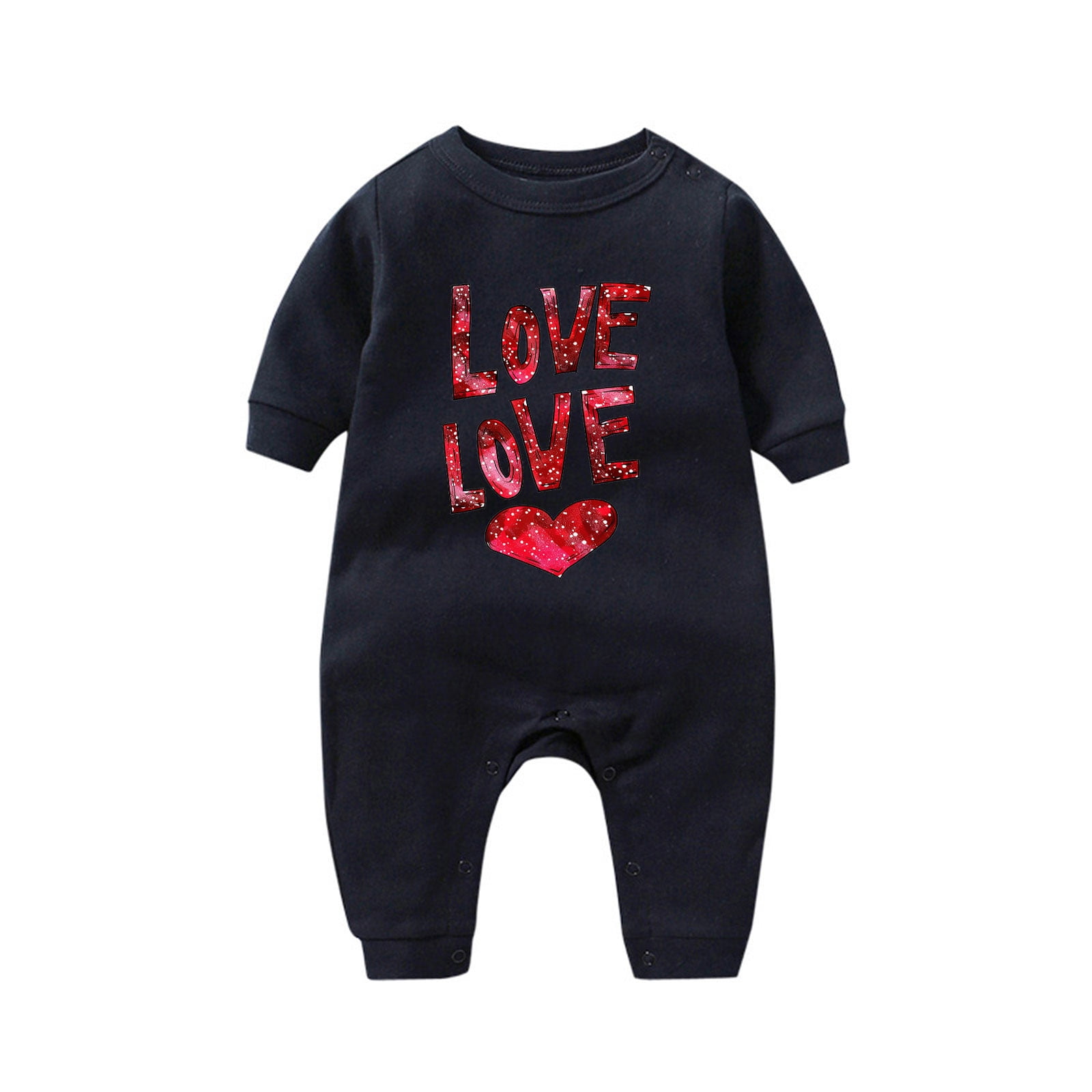 Zwiiyzr 2025 Newborn Baby Clothes Kids Girls Boys Long Sleeve Valentine's Day Heart Print T ...