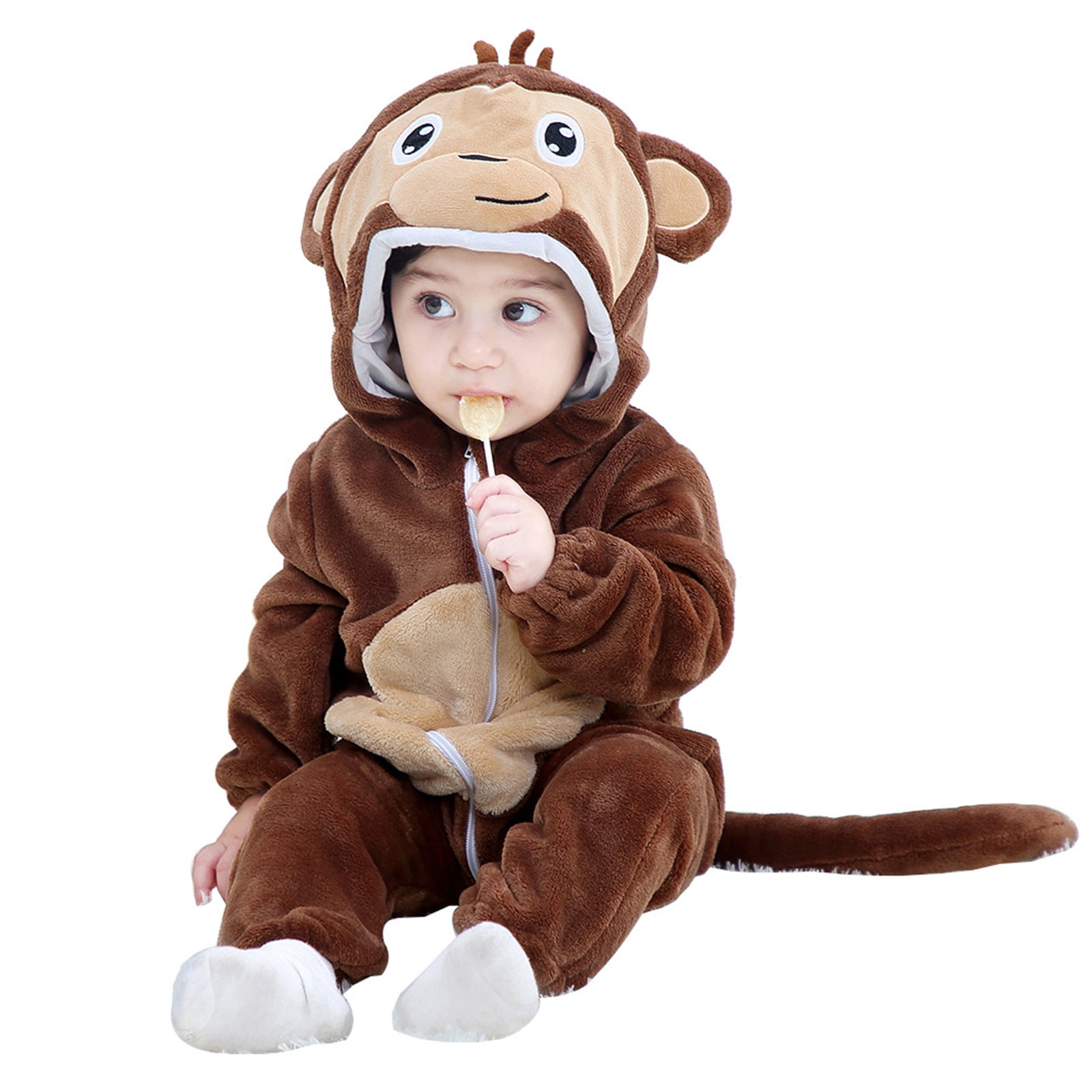 Zwiiyzr 2024 Newborn Baby Jumpsuit Fuzzy Outfit Cartoon Hoody Coat ...