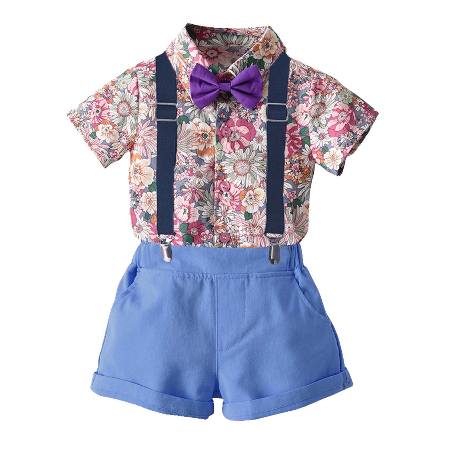 Zwiiyzr Toddler Baby Boy Outfits 0-5T Boys Suits Gentleman Short Sleeve ...