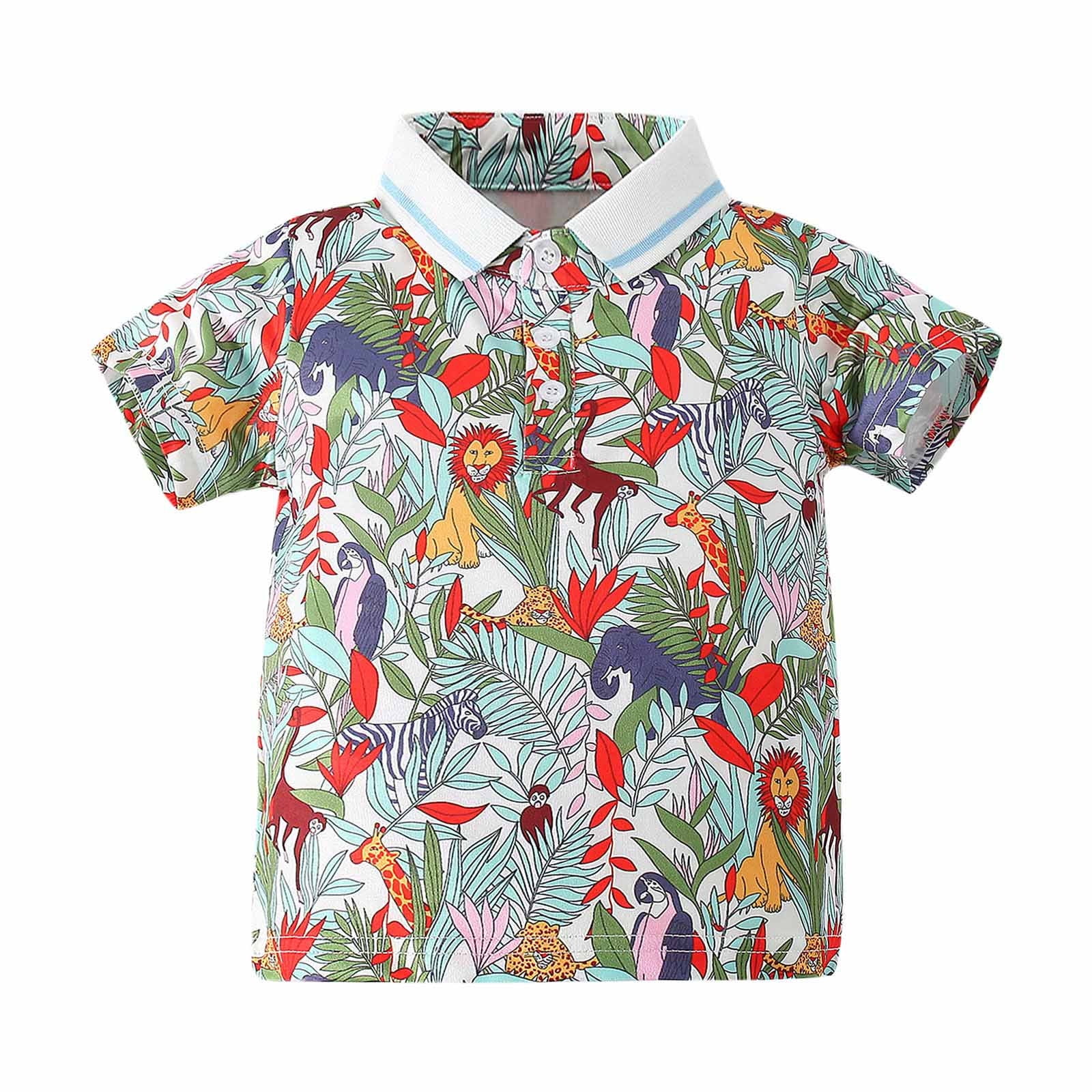 Zwiiyzr Toddler Boys Hawaiian Shirts Kids Summer Casual Beach Wear ...