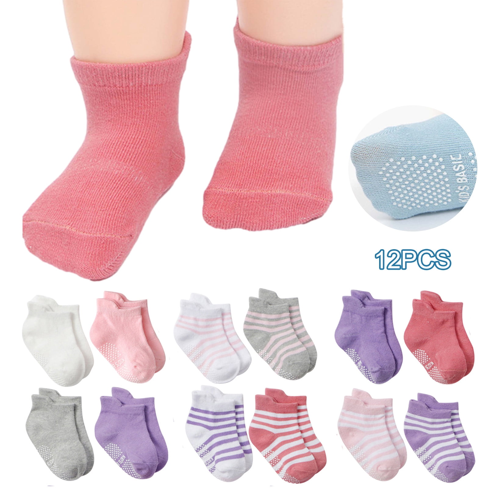 Zwiiyzr 2025 Toddler Girls 12 Pairs Cotton Ankle Socks Cute Floor Socks ...