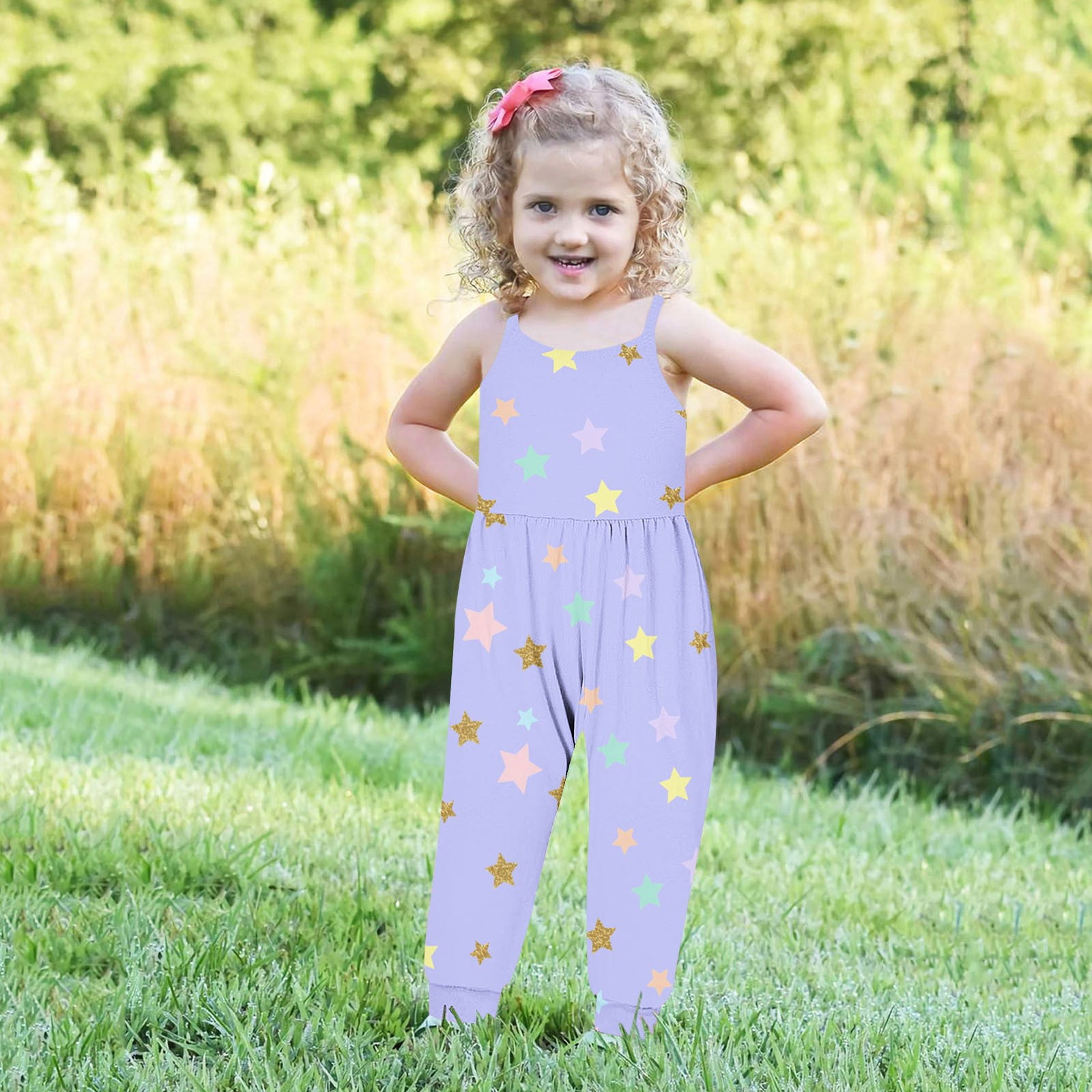 Zwiiyzr Toddler Girls Kids Printed Sleeveless Romper Jumpsuit Playsuit ...