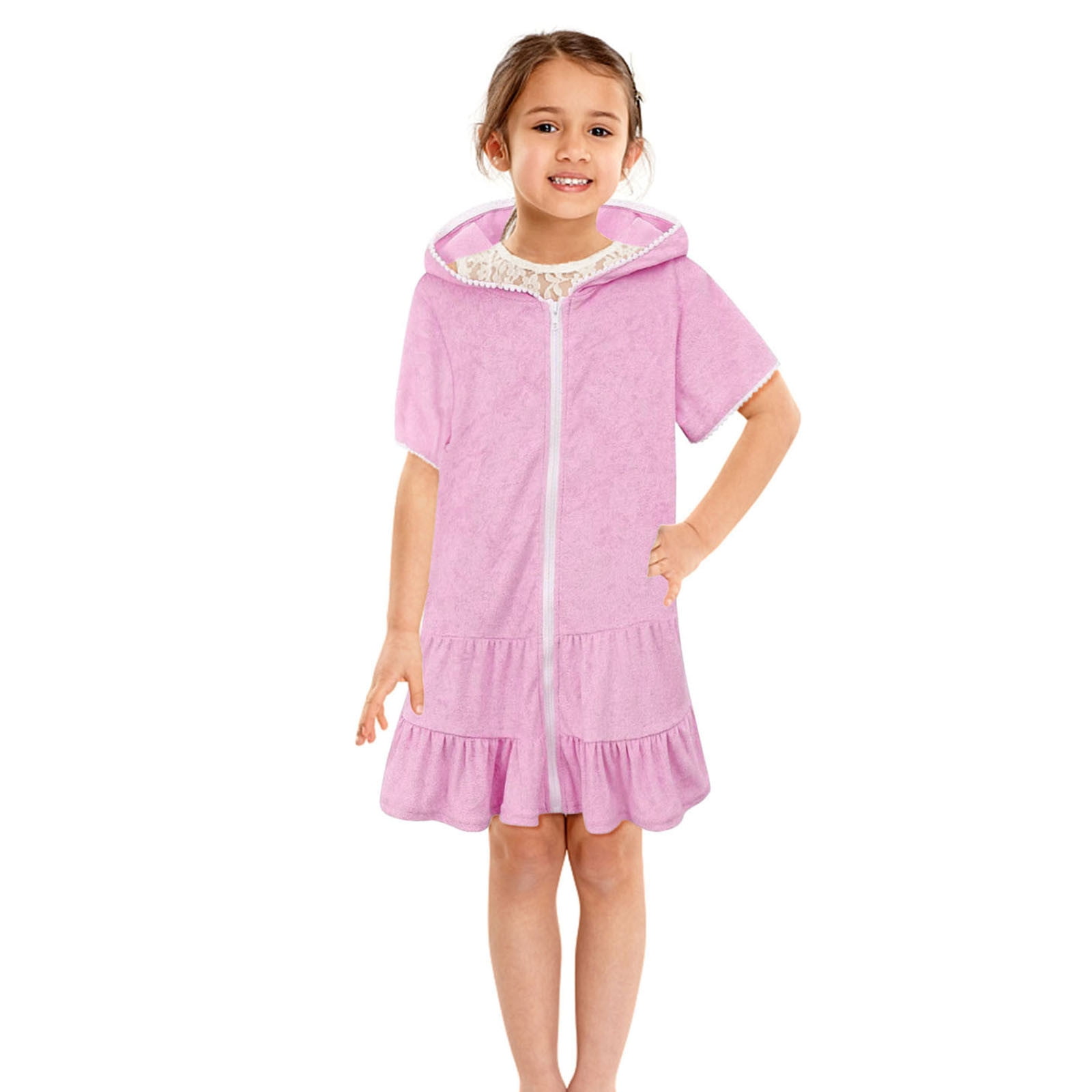 Zwiiyzr Toddler Kids Girls Swimsuit Cover Ups Towel Robe Zip-Up Beach ...