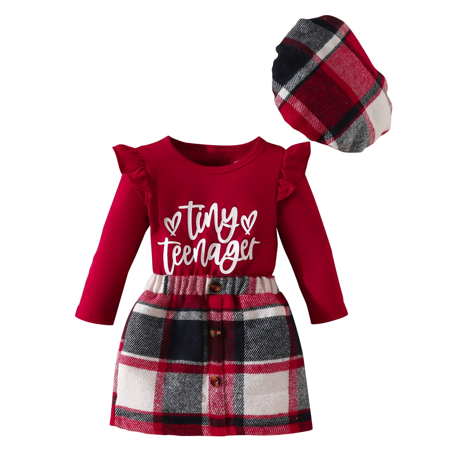 Zwiiyzr 2025 Toddler Newborn Baby Girl Mini Skirt Sets 3Pcs Long Sleeve ...