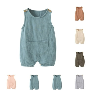 AJTQTH Romper for Infant Baby Newborn One-Piece Cotton Linen Jumpsuit ...