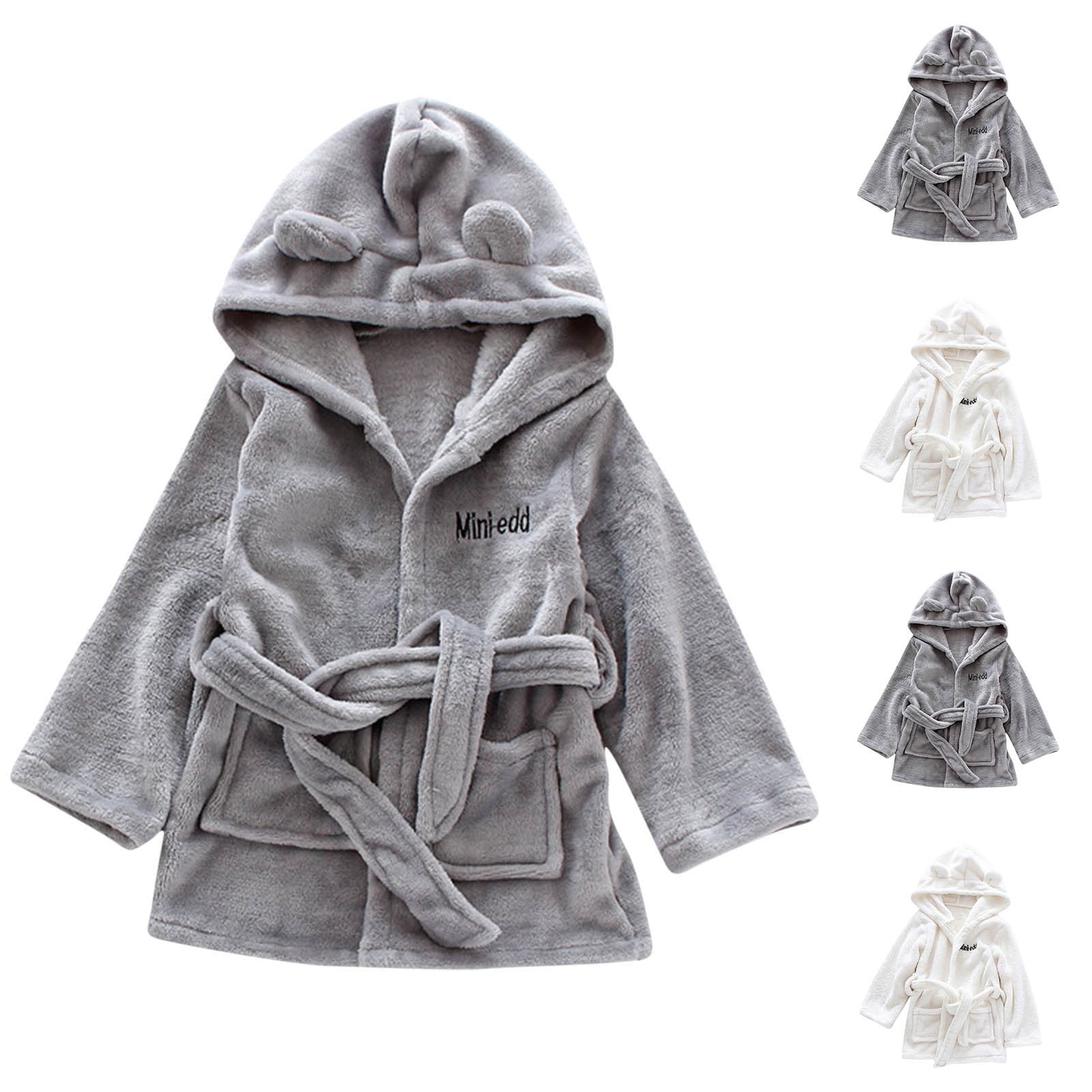 Zwiiyzr Boys Fleece Robe Girls Hooded Bathrobe Toddler Sleepwear ...