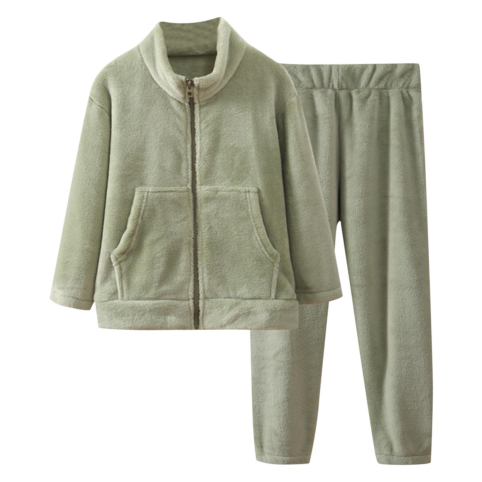 Zwiiyzr Fluffy Pajamas Set for Kids Boys Girls Full Zip Fleece Pajamas ...