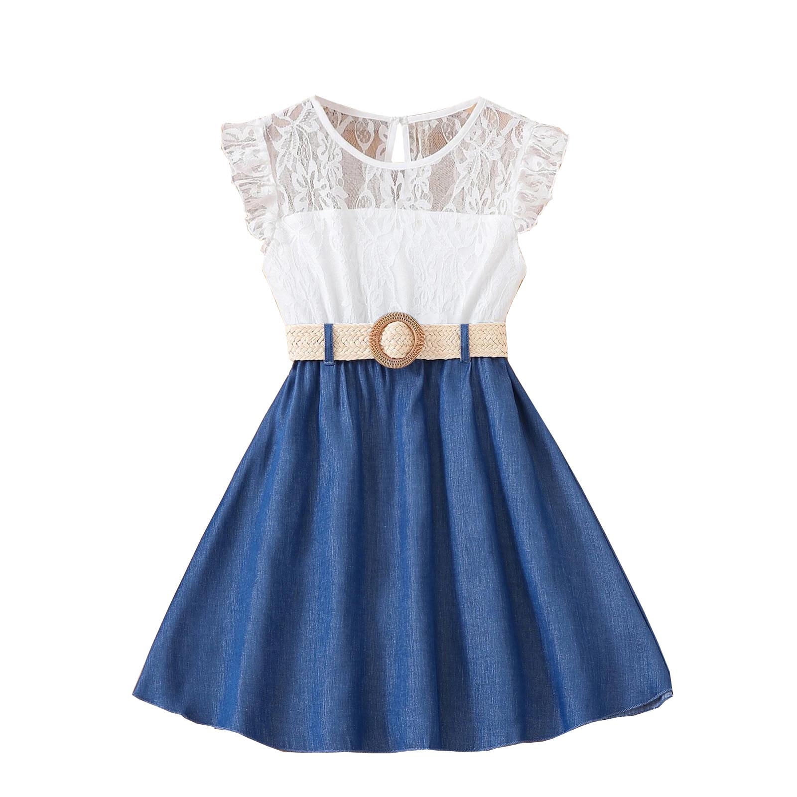 Zwiiyzr Girls Dress Sets Back To School T-Shirt Flowy Skirts 2 Piece ...