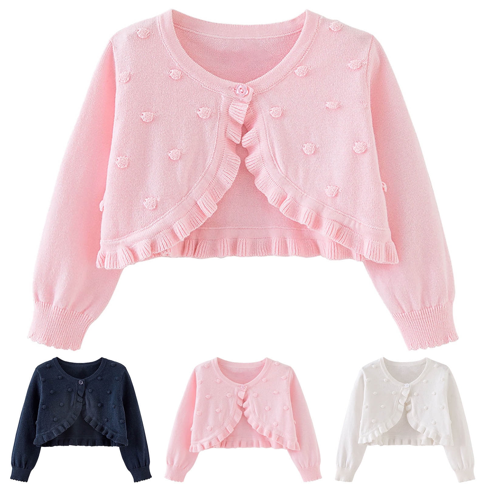 Zwiiyzr Girls Long Sleeve Shrug Knit Cardigan Childrens Bolero Dress ...