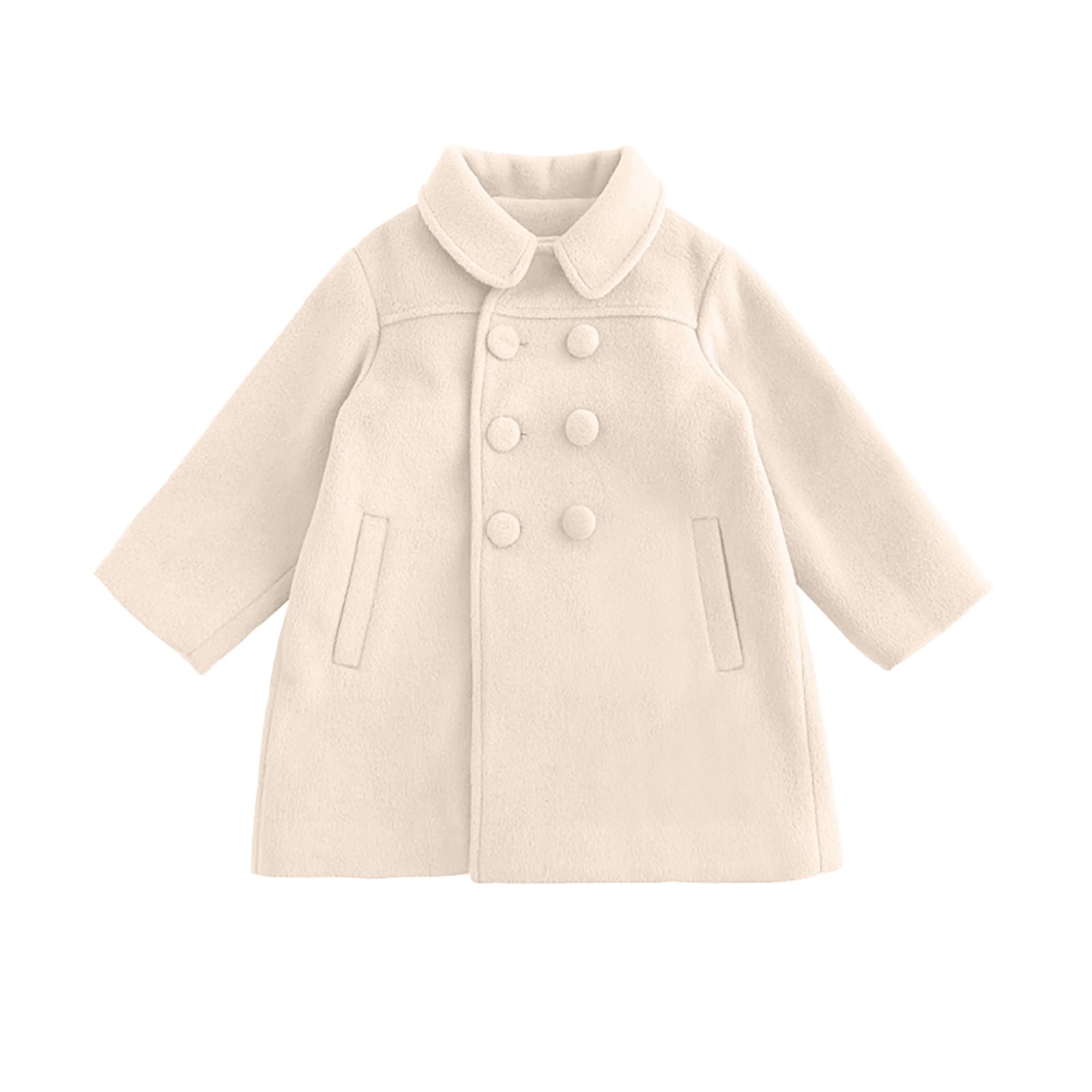 Zwiiyzr Toddler Girls Pea Coat Notched Lapel Collar Jacket Kids Long ...