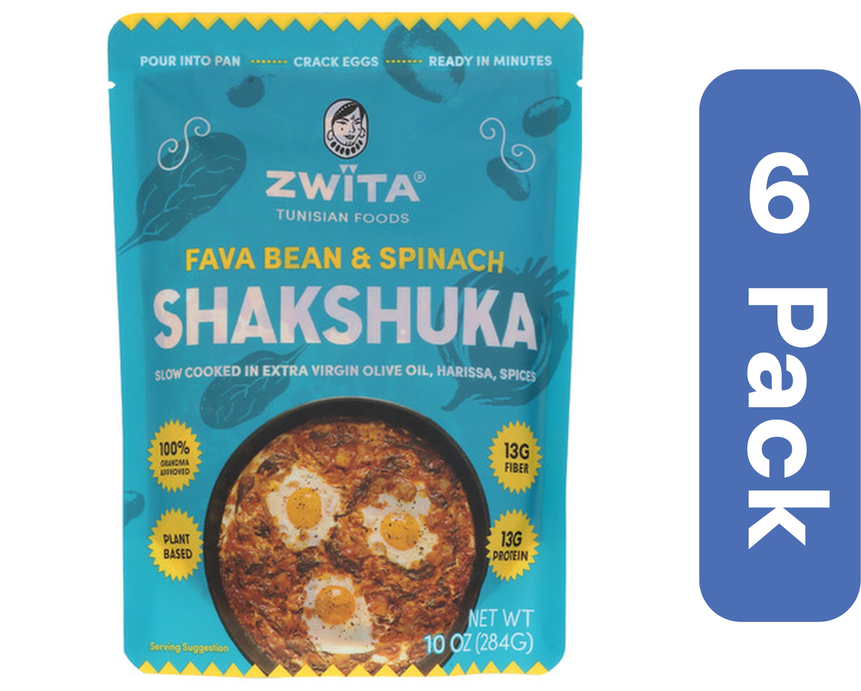 Zwita Shakshuka Fava Bean Spinach 10 oz (Pack of 6) - Walmart.com