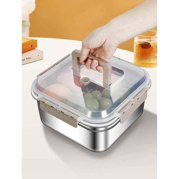 Zwkmall 316 Stainless Steel Lunch Box, 1800ML Airtight Square Meal Prep ...