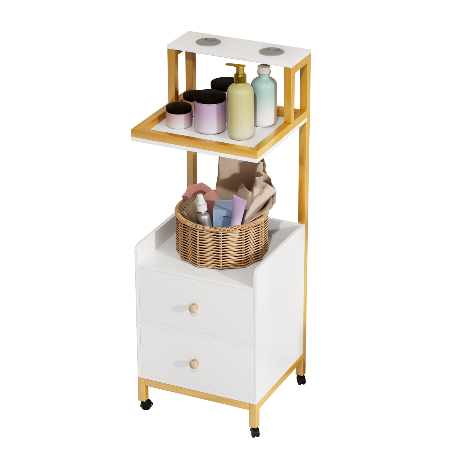 Zxareky Salon Trolley Cart with 4 Wheels 2 Drawers, Rolling Salon Cart ...