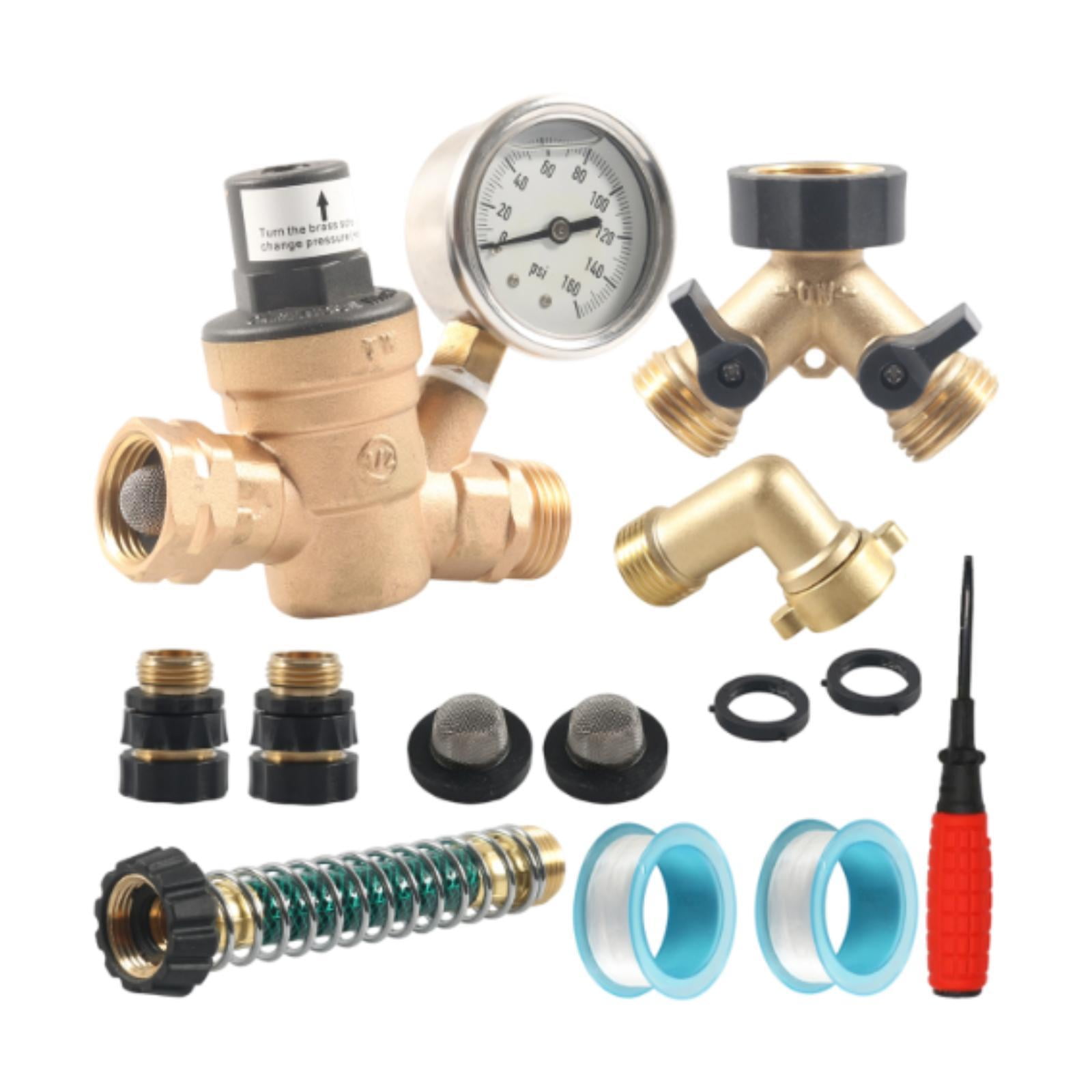 Zxpjkyu 11 Pieces RV Adjustable Water Pressure Regulator Kit Connector Pressure Reducing ...