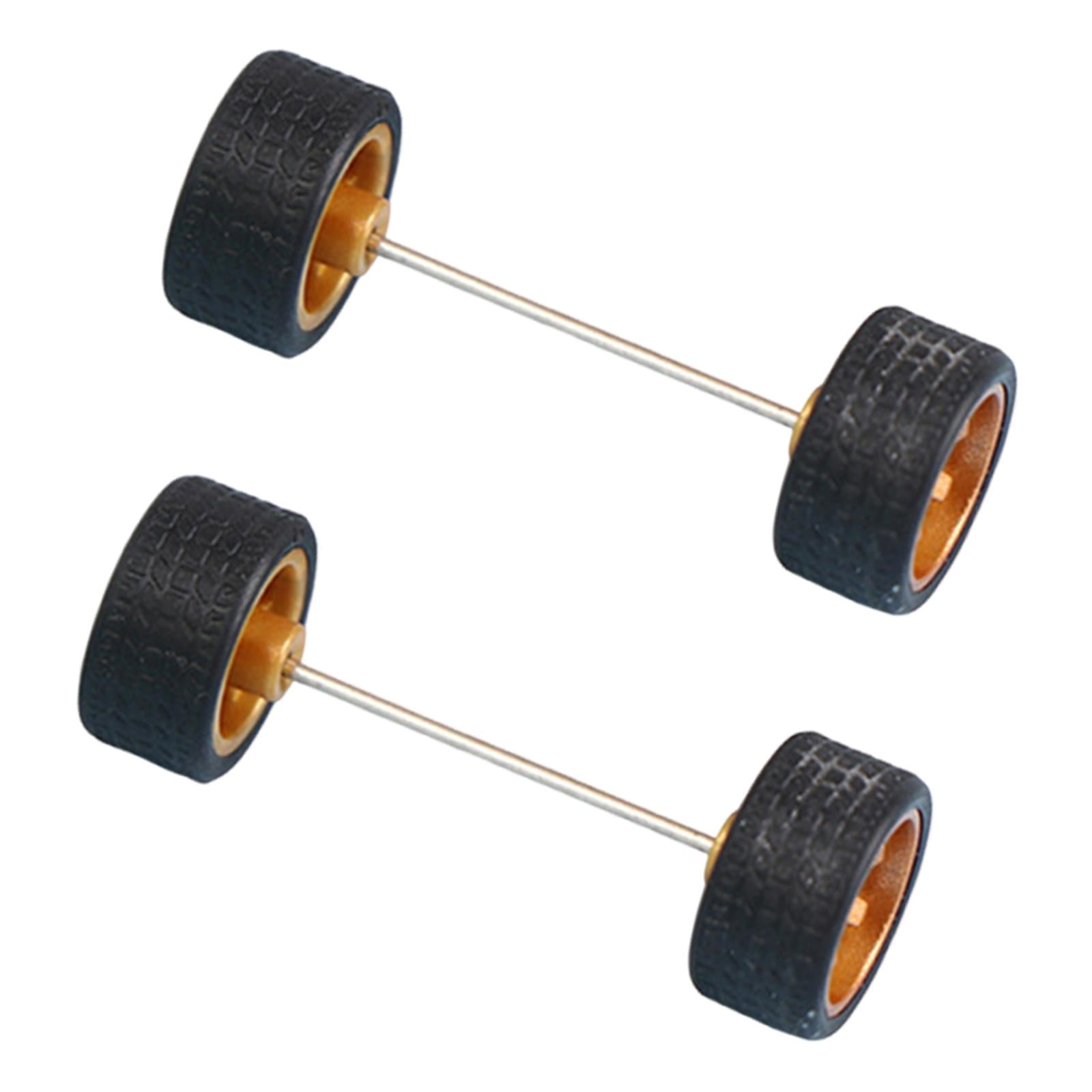 Zxpjkyu 2x 1/64 Scale Wheels with Miniature Roll Shaft Toys for Car ...