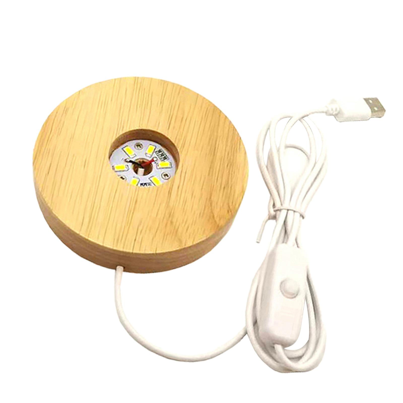 Zxpjkyu 3D Wooden LED Night Light Base Display Lamp for Crystals Glass ...