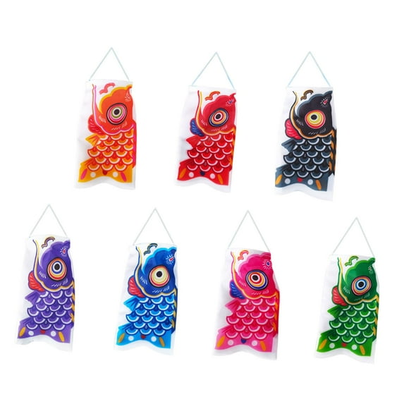 Zxpjkyu 7 Pieces Japanese Carp Flags Decoration Fish Flags for Lawn ...