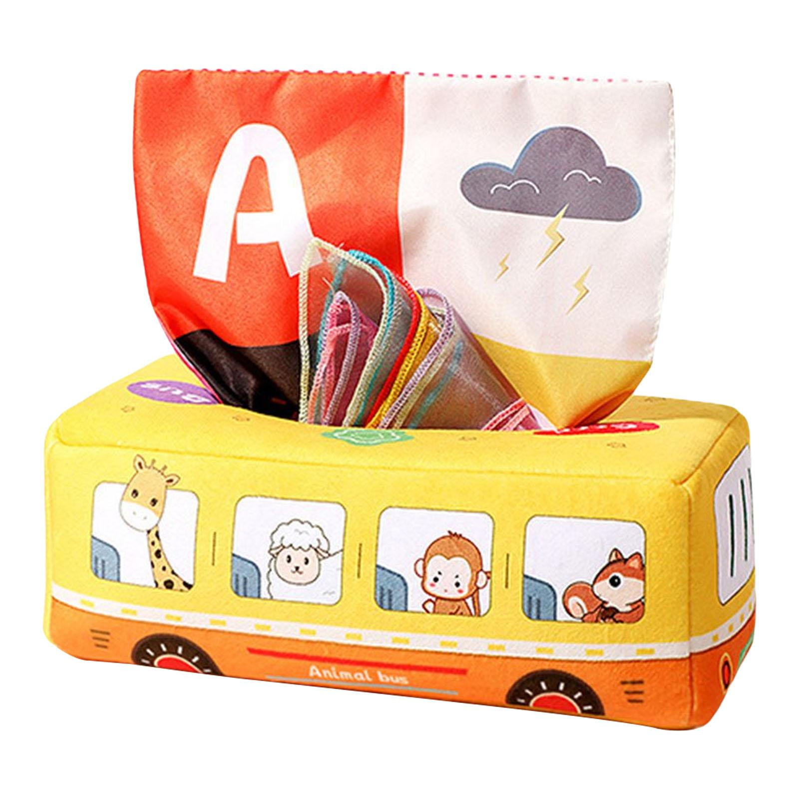 Zxpjkyu Baby Tissue Box Busy Pull Tissues for Pre Activities School Bus ...