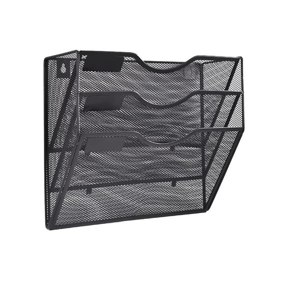 Zxpjkyu Wall Mounted Mesh File Holder Rack Magazine Paper Easy Black ...
