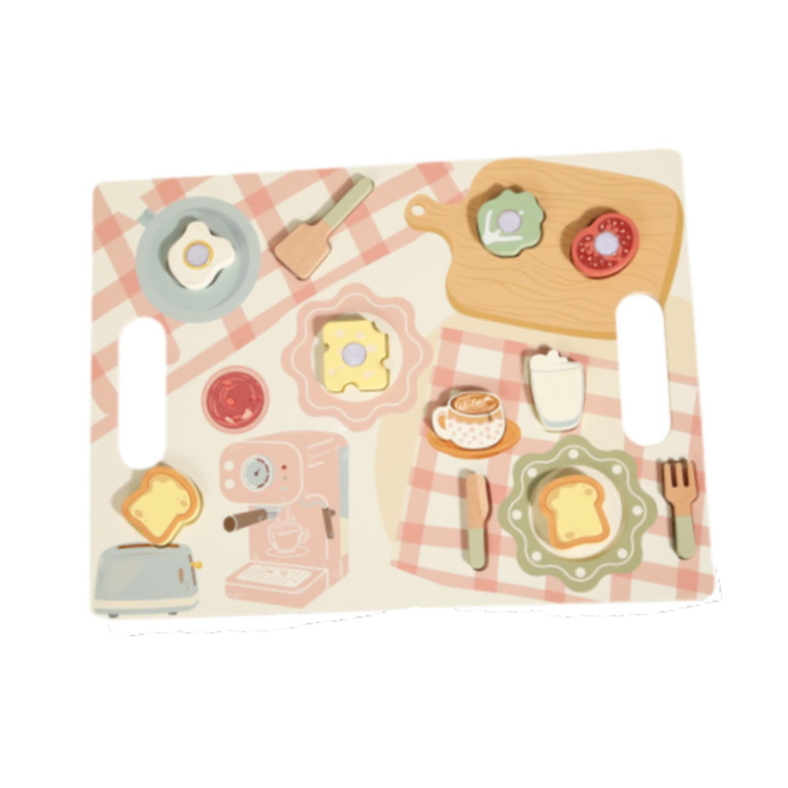 Zxpjkyu Wooden Toy Food Baking Set Playset Pretend for Boys and Girls ...