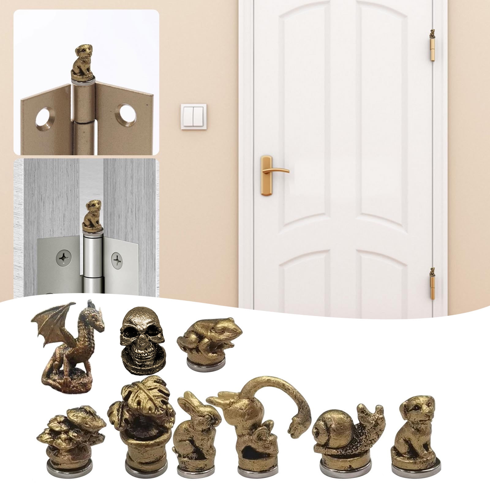 Zxsyw 9Pc Cute Resin Animal Figurines Set, Decorative Hinge Head ...