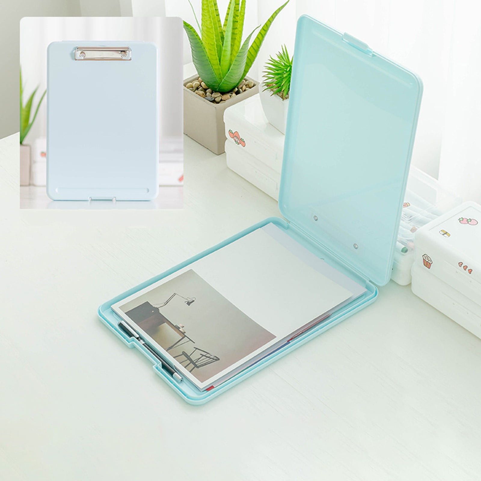 Zxsyw A4 File Box, Transparent Storage Organizer, Multi-Function File ...