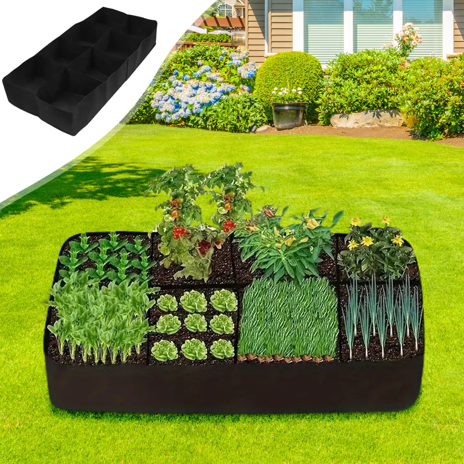 Zxsyw Breathable Grow Bags for Outdoor Plants, 8 Compartment Planters ...