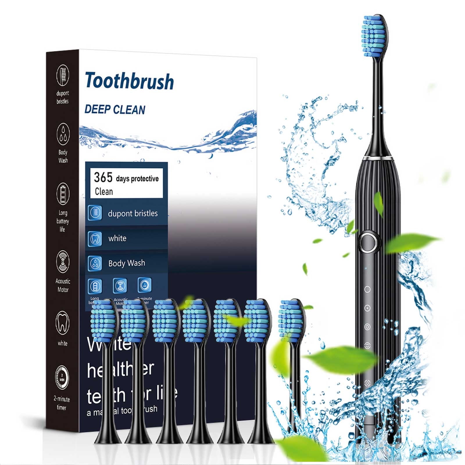 Zxsyw Electric Toothbrush with 8 Brush Heads, 6 Cleaning Modes ...