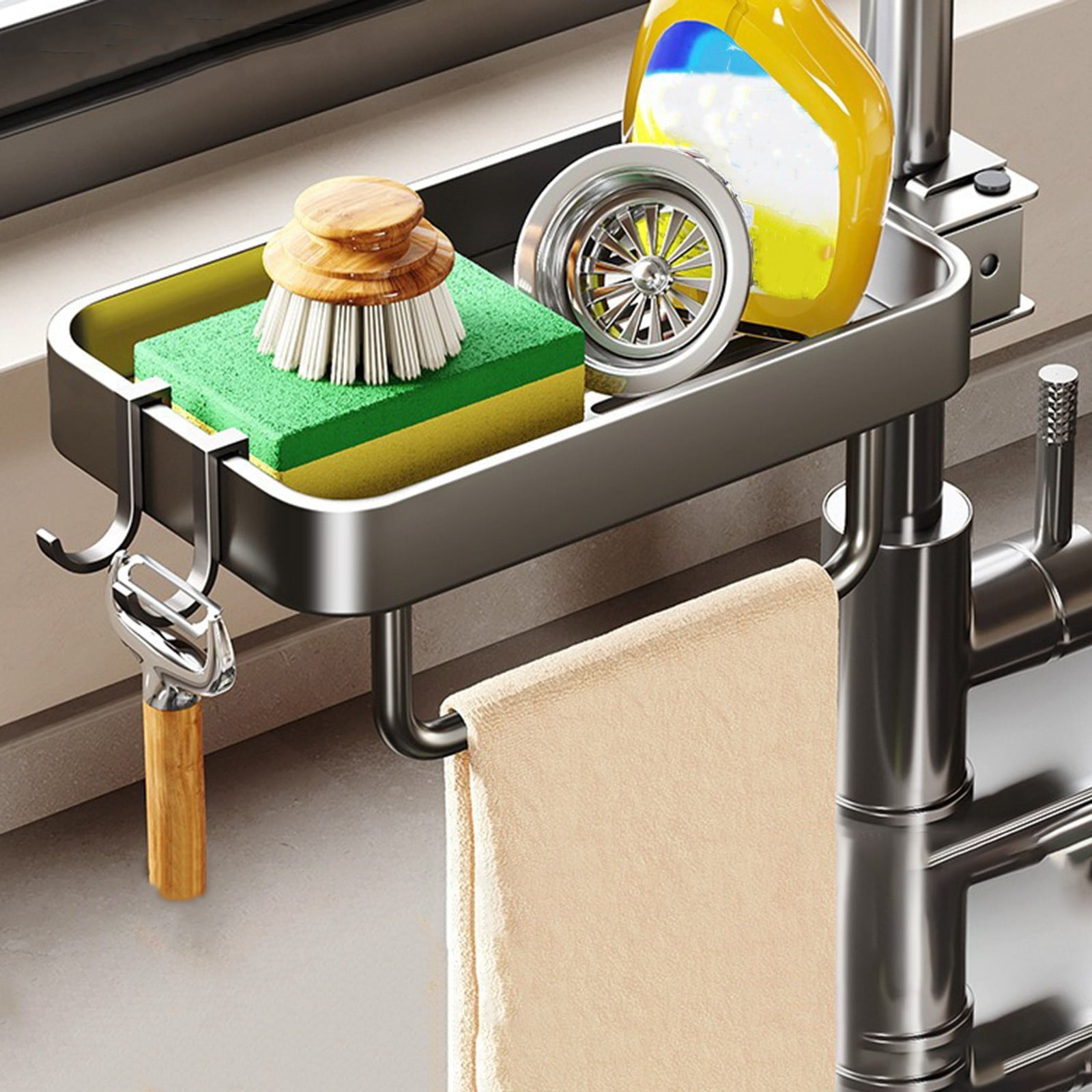 Zxsyw Hanger Rack Kitchen Faucet With Rod Shelf Sink Dishwashing Sink ...